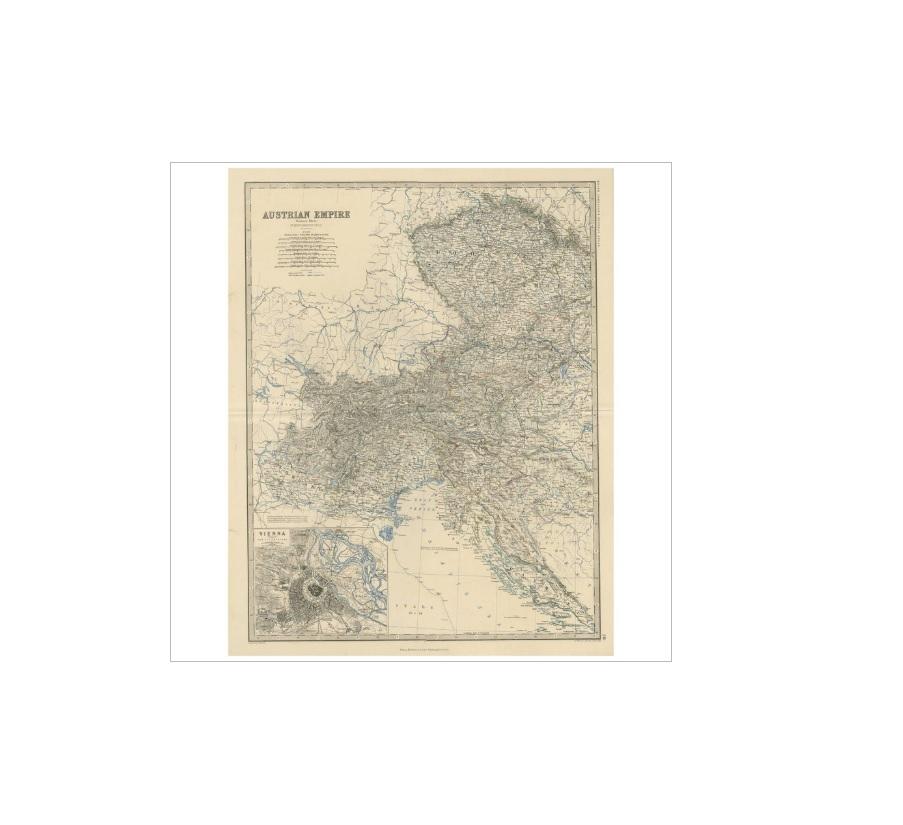 Antique Map of the Austrian Empire ‘West’ by A.K. Johnston, 1865 at 1stDibs