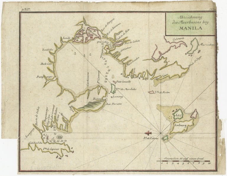 Antique Map of the Bay of Manila, Capital of the Philippines For Sale ...