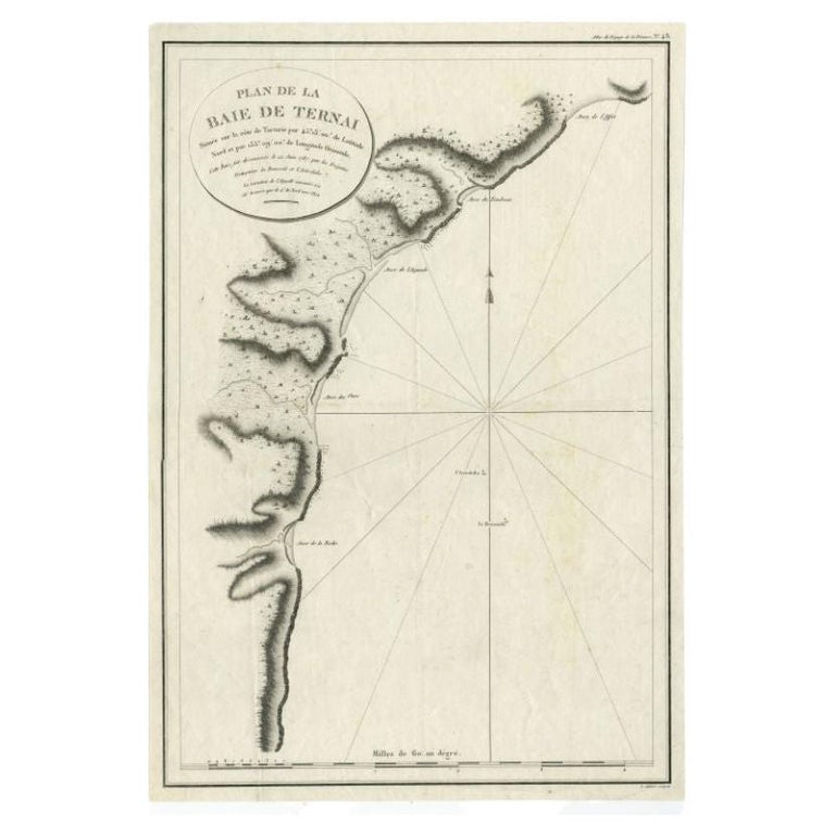 Antique Map of the Bay of Terney by La Pérouse, 1797 For Sale at 1stDibs