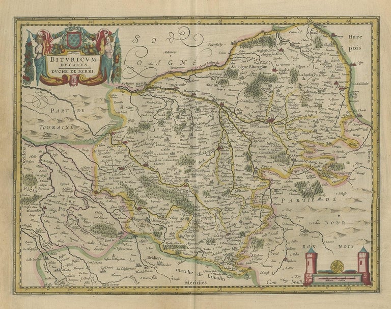 Antique Map of the Berry Region of France, circa 1670 at 1stDibs