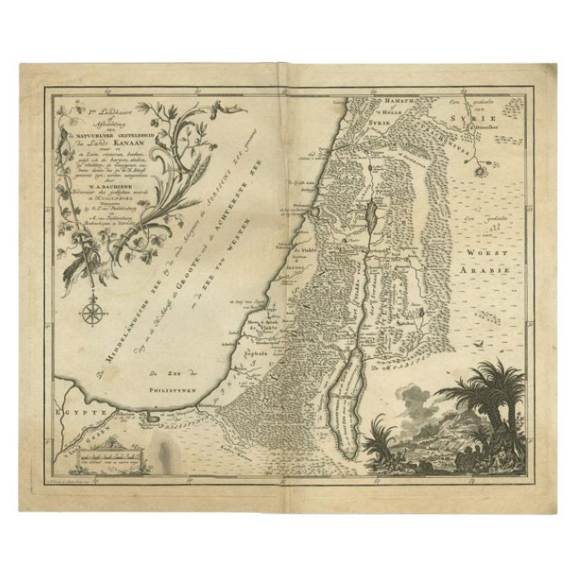 Antique Map of the Jewish Land by Lindeman, 1761 For Sale at 1stDibs