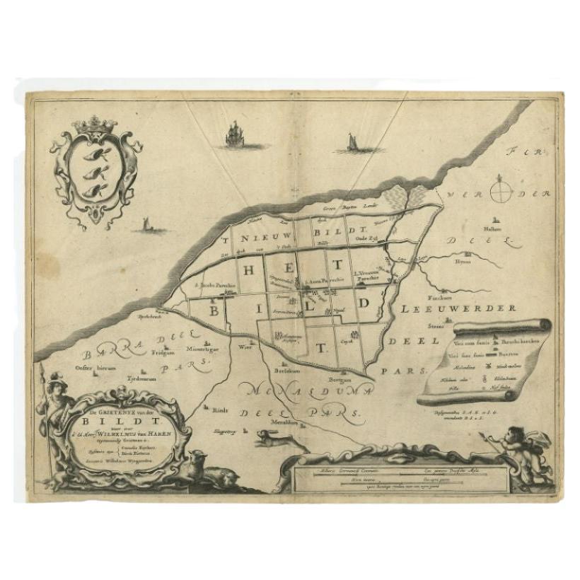 Antique Map of the Bildt Region by Schotanus, 1664 For Sale at 1stDibs