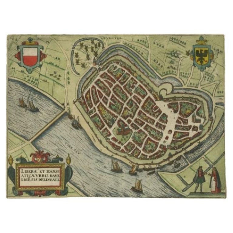 Antique Map of the City of Deventer by Guicciardini, 1648 For Sale at ...