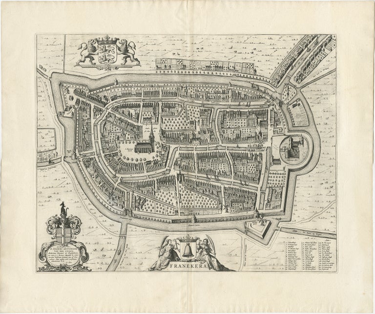 Antique Map of the City of Franeker by Blaeu, 1652 For Sale at 1stDibs