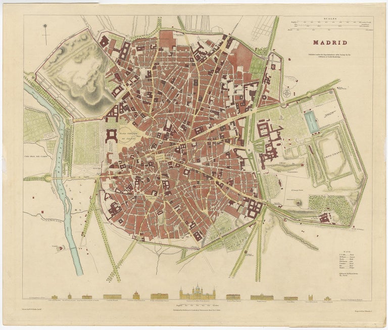 Antique Map of the City of Madrid 'Spain' by Henshall, 1831 at 1stDibs