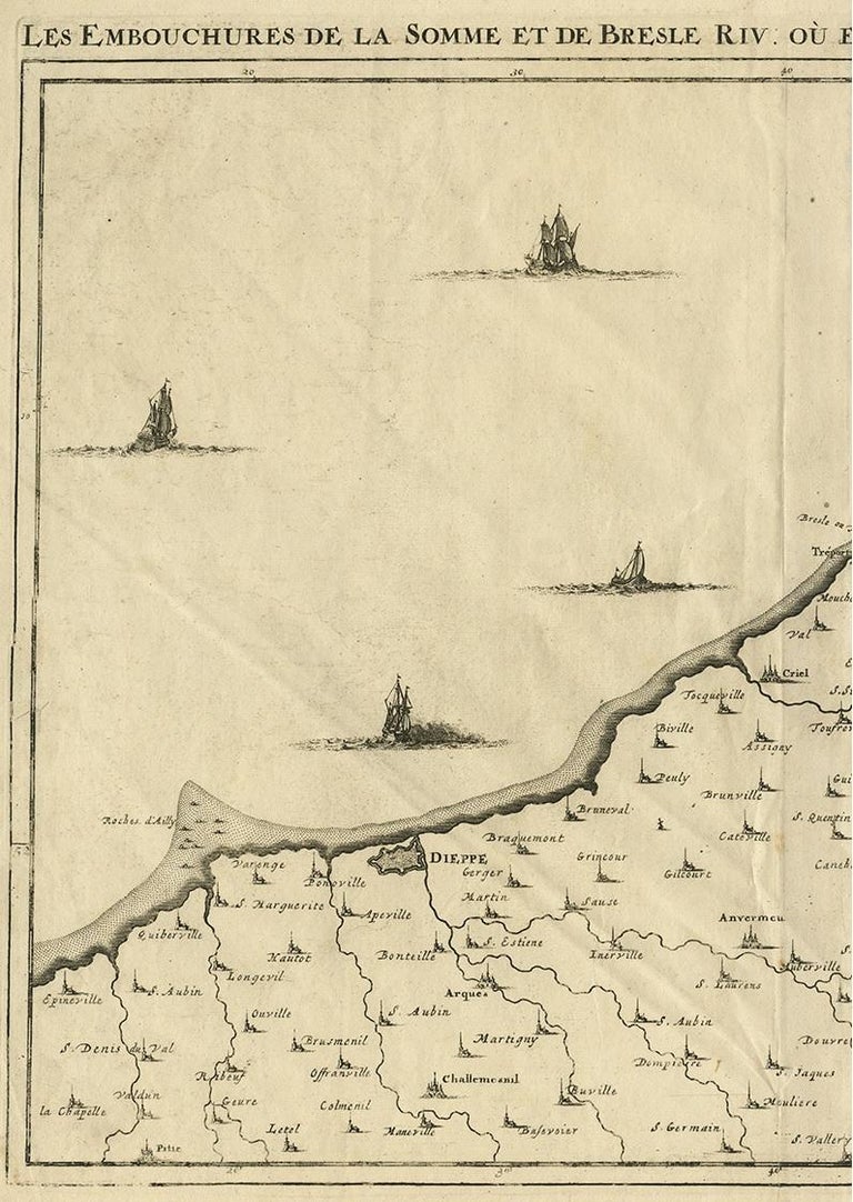 Antique Map of the Coast of France, 1710 For Sale at 1stDibs