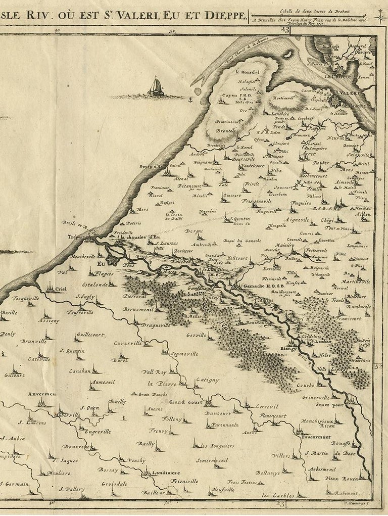 Antique Map of the Coast of France, 1710 For Sale at 1stDibs