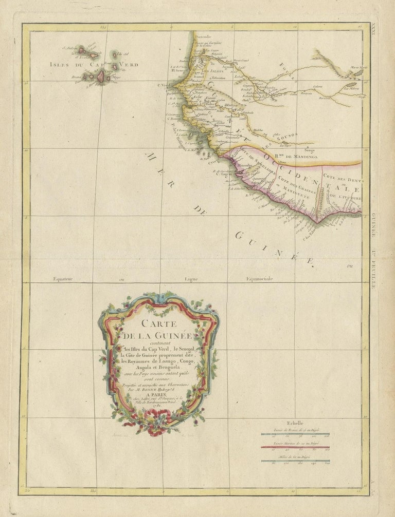 Antique Map of the Coast of Guinea and the Cape Verde Islands For Sale ...