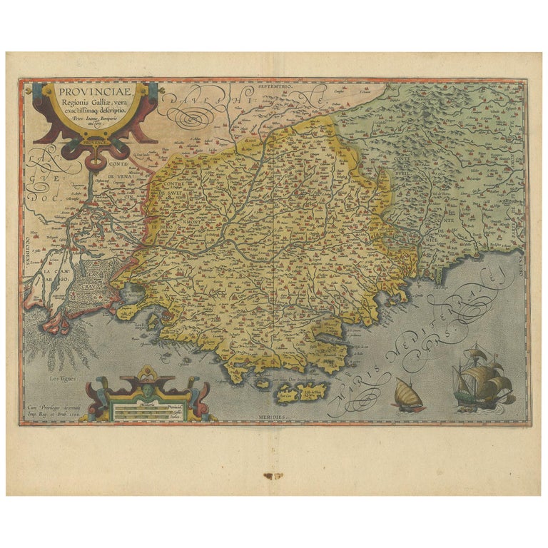 Antique Map of the Coastline of Provence-Alpes-Côte d'Azur by Ortelius ...