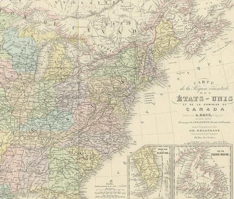 Antique Map of the Eastern United States by Levasseur '1875' For Sale ...