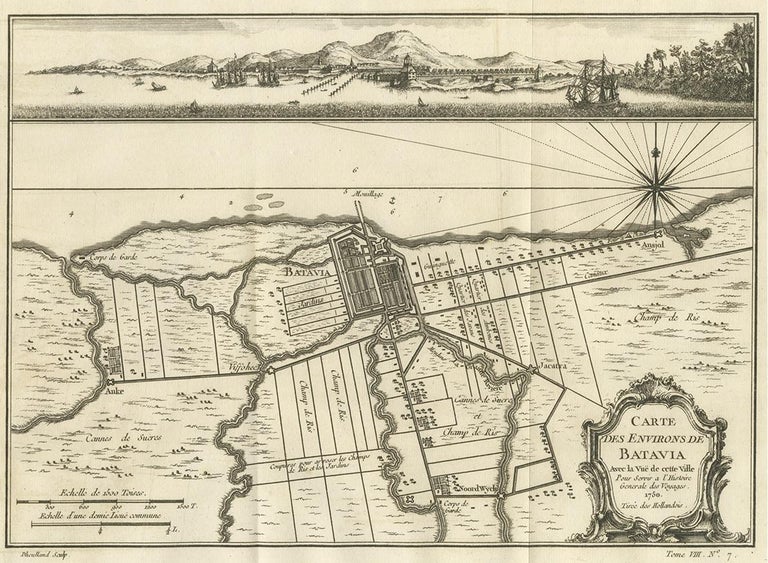 Original Old Map of the Environs of Batavia in the Dutch East Indies ...