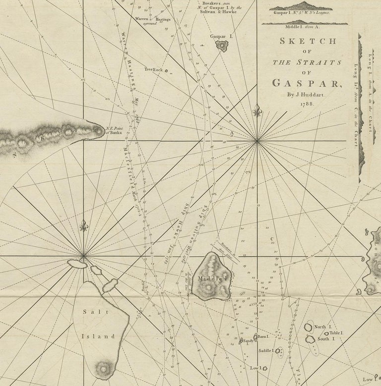 Antique Map of the Gaspar Strait by Huddart, '1788' For Sale at 1stDibs ...