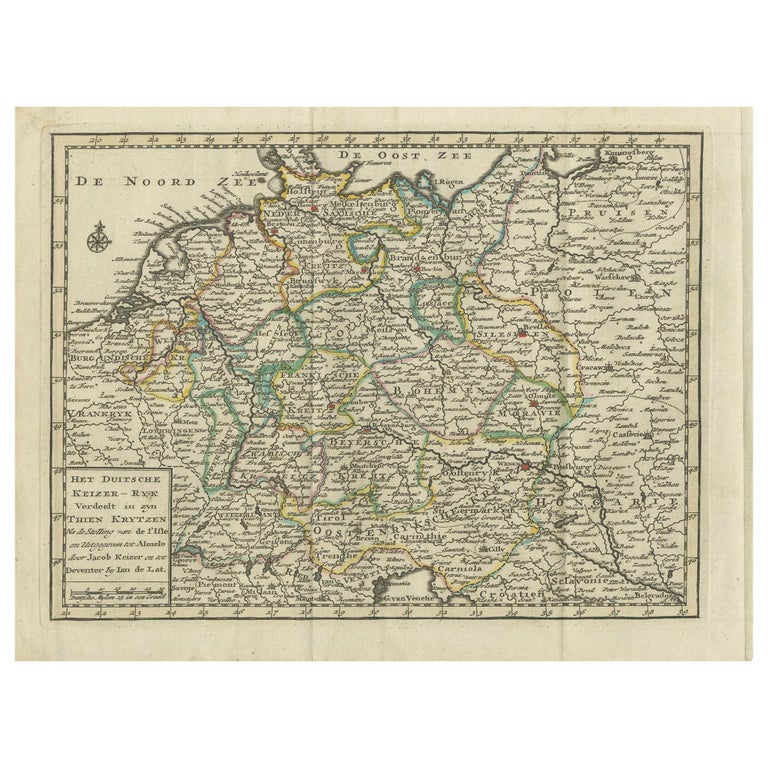 Antique Map of the German Empire by Keizer and de Lat, 1788 For Sale at ...