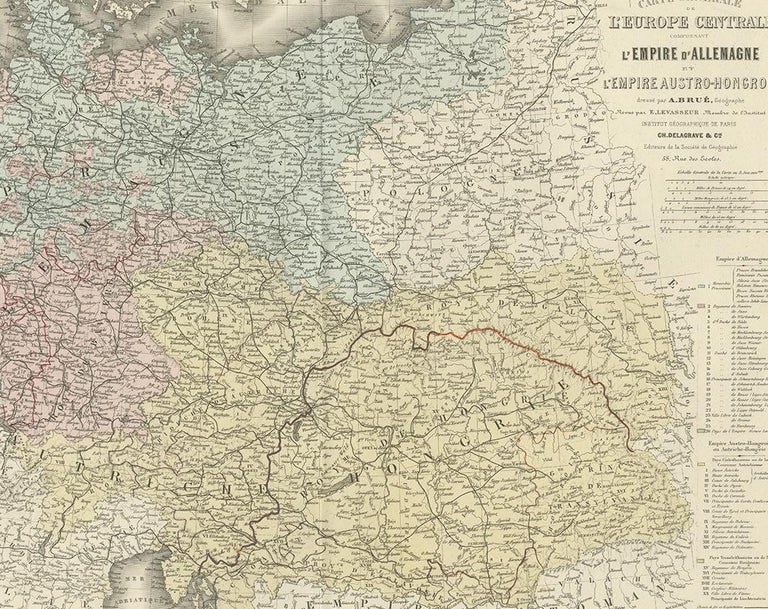 Antique Map of the German Empire by Levasseur, '1875' For Sale at 1stDibs