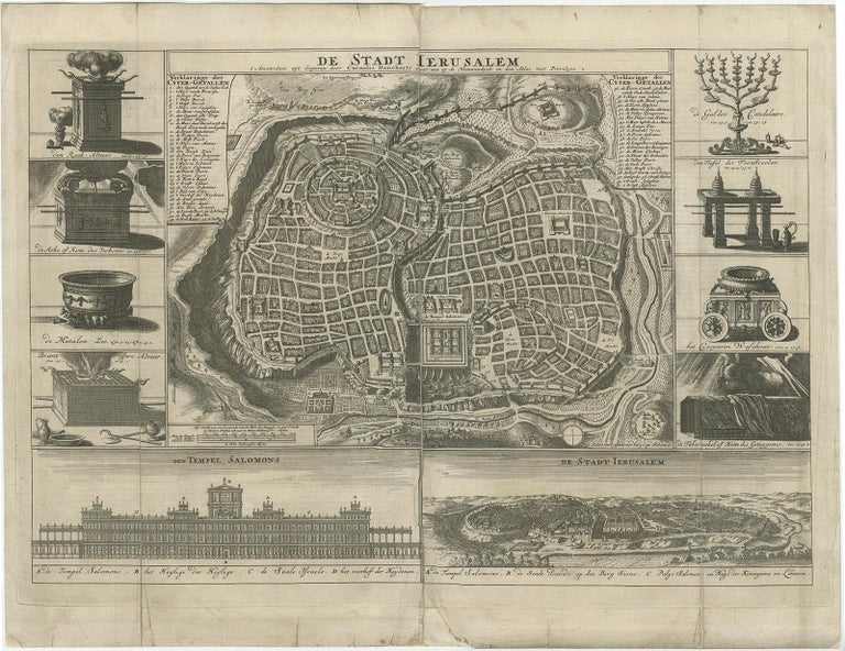 Antique Map of the Holy City Jerusalem in Israël, c.1700 For Sale at ...