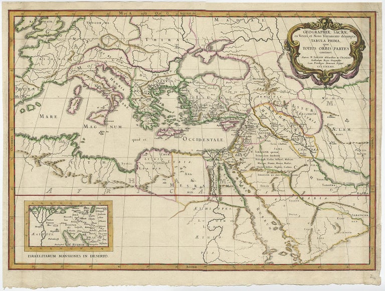 Antique Map of the Holy Land Described in the Old and New Testament, ca ...