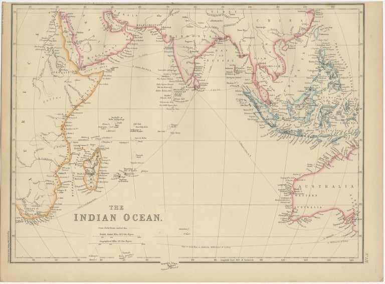 Antique Map of the Indian Ocean by W. G. Blackie, 1859 For Sale at 1stDibs