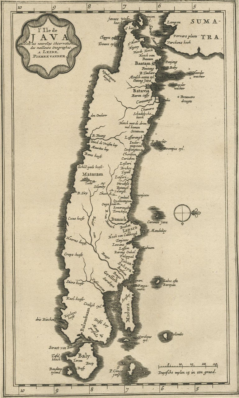 Antique Map of the Island of Java, Indonesia by P. Van Der Aa, 1713 For ...