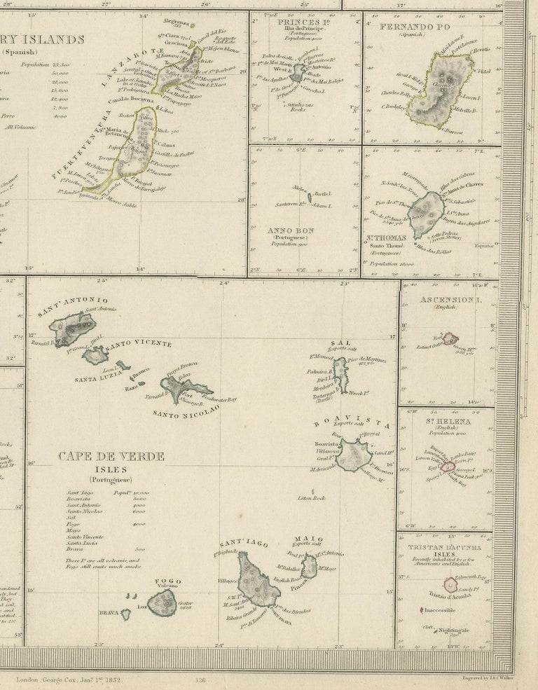 Antique Map of the Islands in the Atlantic Ocean including Bermuda and ...