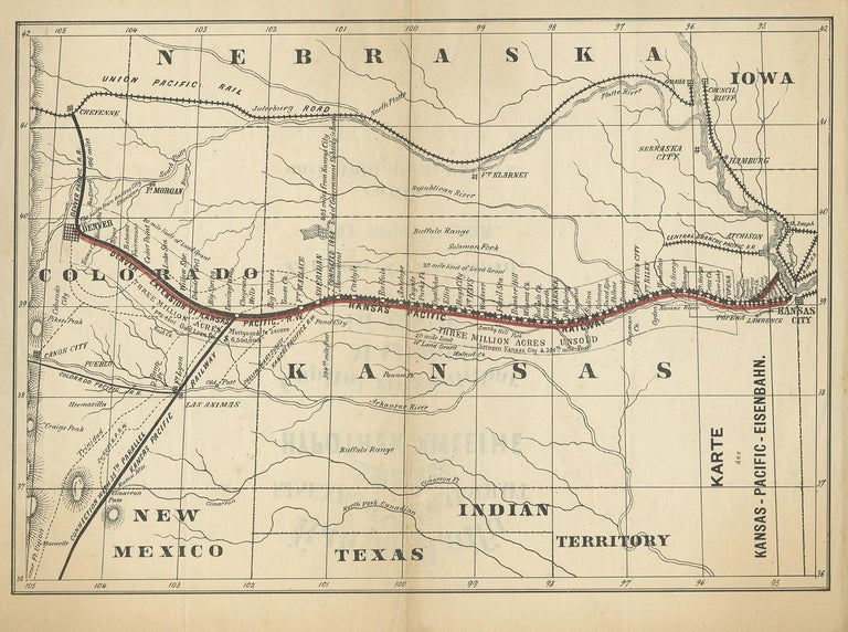 Antique Map of the Kansas Pacific Railroad, circa 1900 For Sale at 1stDibs