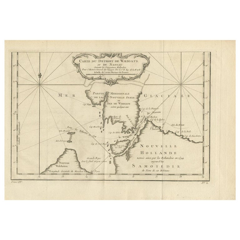 Antique Map of the Kara Strait by Bellin '1759' For Sale at 1stDibs