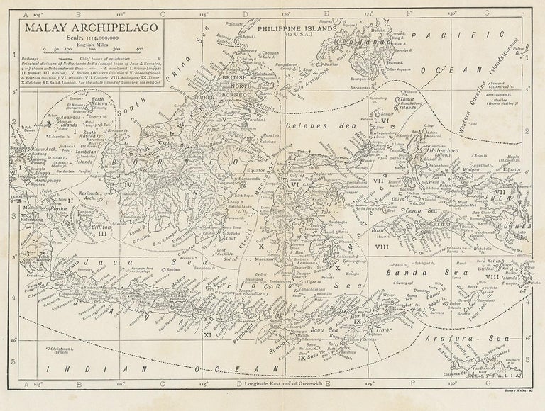 Antique Map of the Malay Archipelago by Walker, 1911 For Sale at 1stDibs