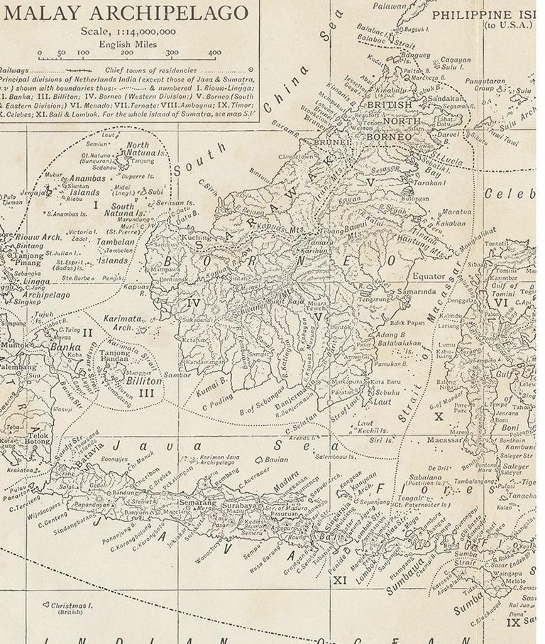 Antique Map of the Malay Archipelago by Walker, 1911 For Sale at 1stDibs