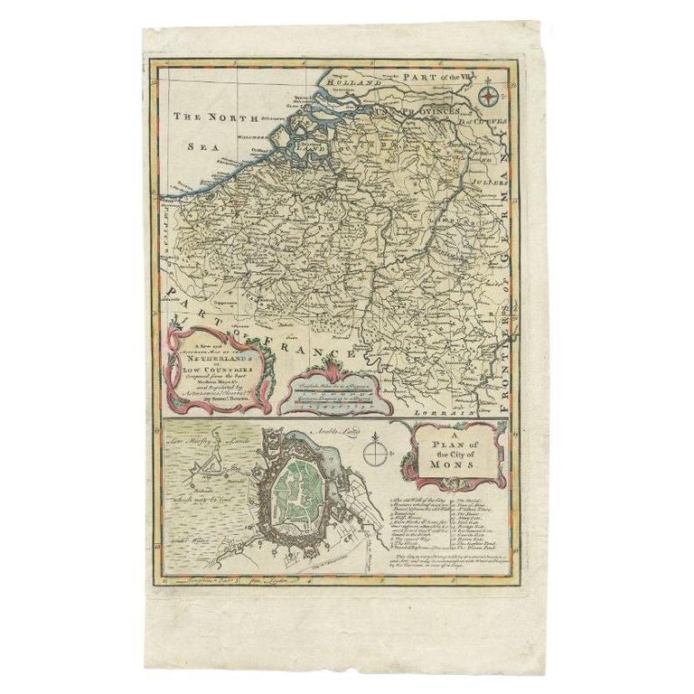 Antique Map of the Netherlands and Belgium by Bowen, 1747 For Sale at ...