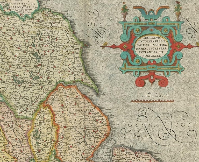 Antique Map of the Northeast of England by Mercator 'circa 1620' For ...