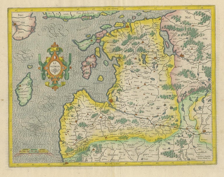 Antique Map of the northern Baltic region by H. Hondius, 1627 at 1stDibs
