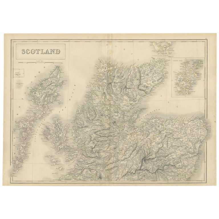 Antique Map of the Northern Part of Scotland by Black '1854' For Sale ...