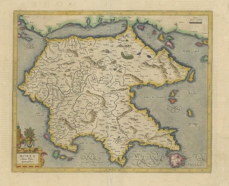 Antique Map of the Peloponnesos peninsula by Mercator, circa 1620 For ...