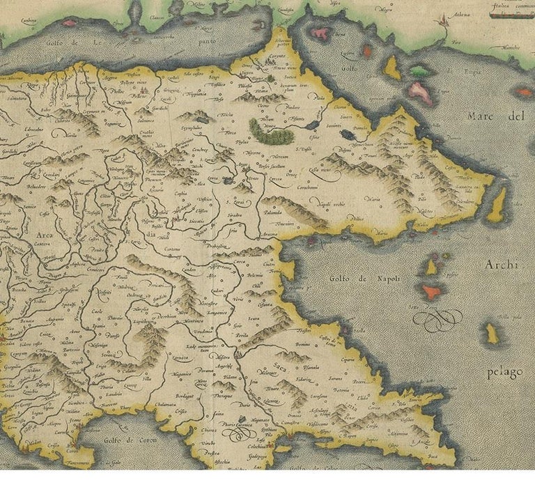Antique Map of the Peloponnesos peninsula by Mercator, circa 1620 For ...