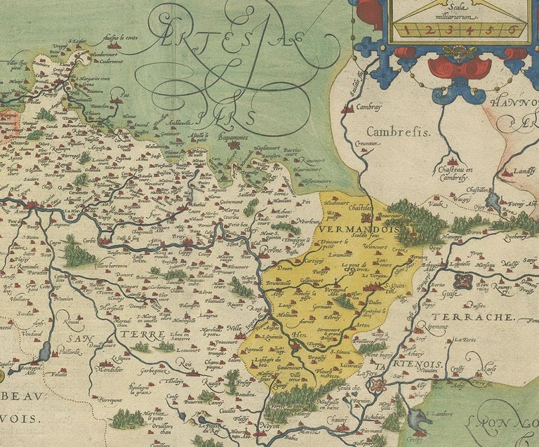 Antique Map of the Picardy Region of France by Ortelius, 'circa 1590 ...