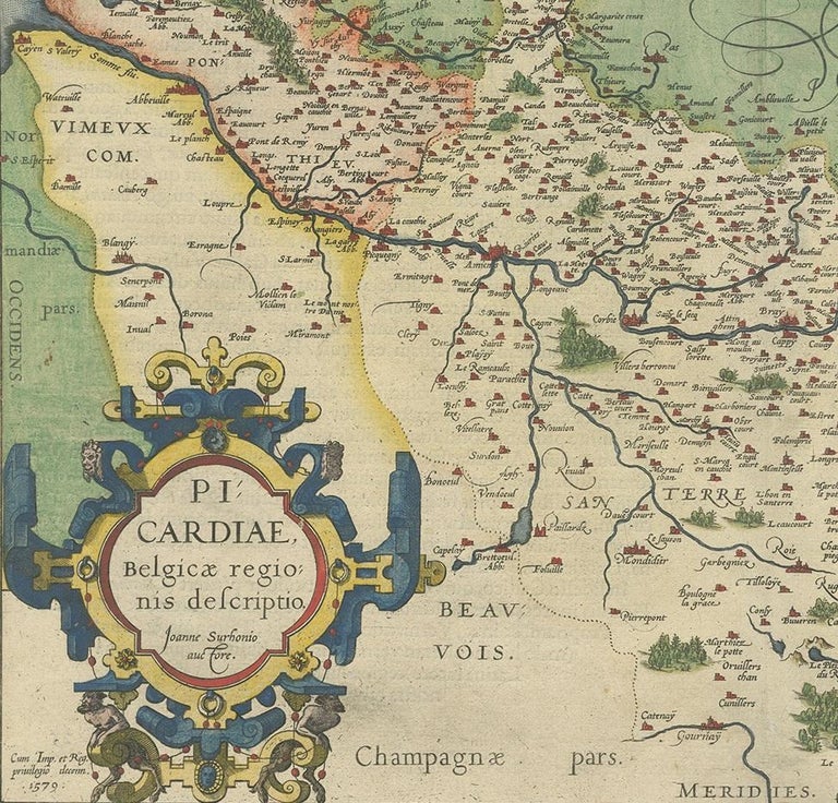 Antique Map of the Picardy Region of France by Ortelius, 'circa 1590 ...