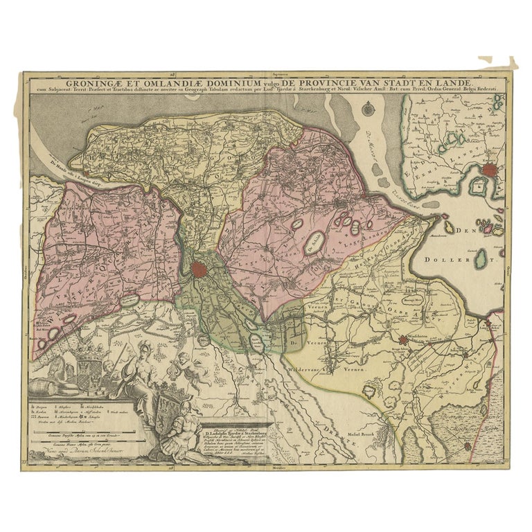 Antique Map of the Province of Groningen in the Netherlands, c.1700 For ...
