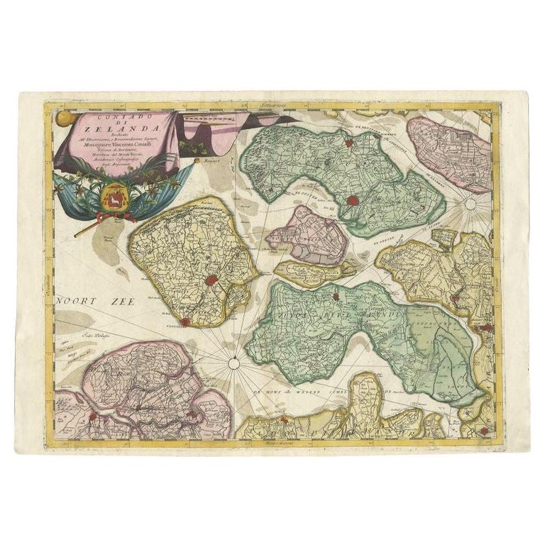 Antique Map of the Province of Zeeland, The Netherlands by Coronelli ...