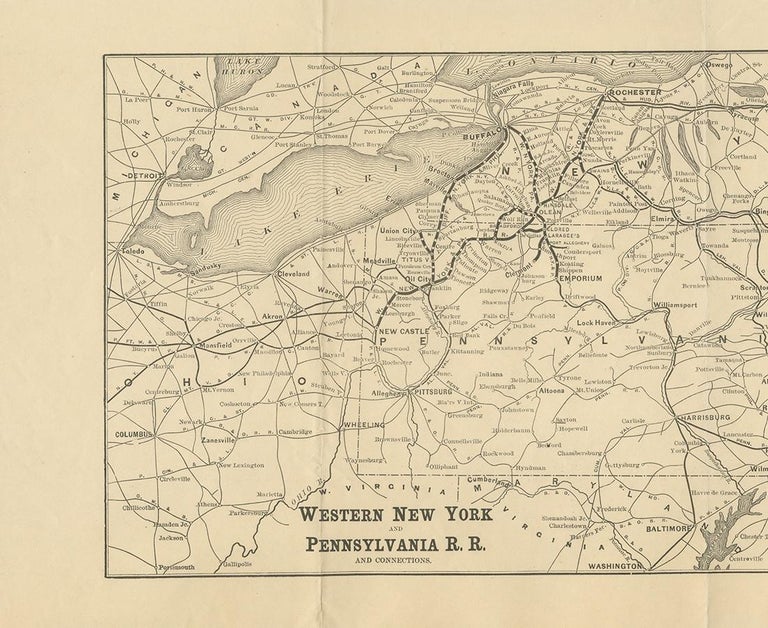 Antique Map of the Railroad of New York and Pennsylvania, circa 1890 at ...