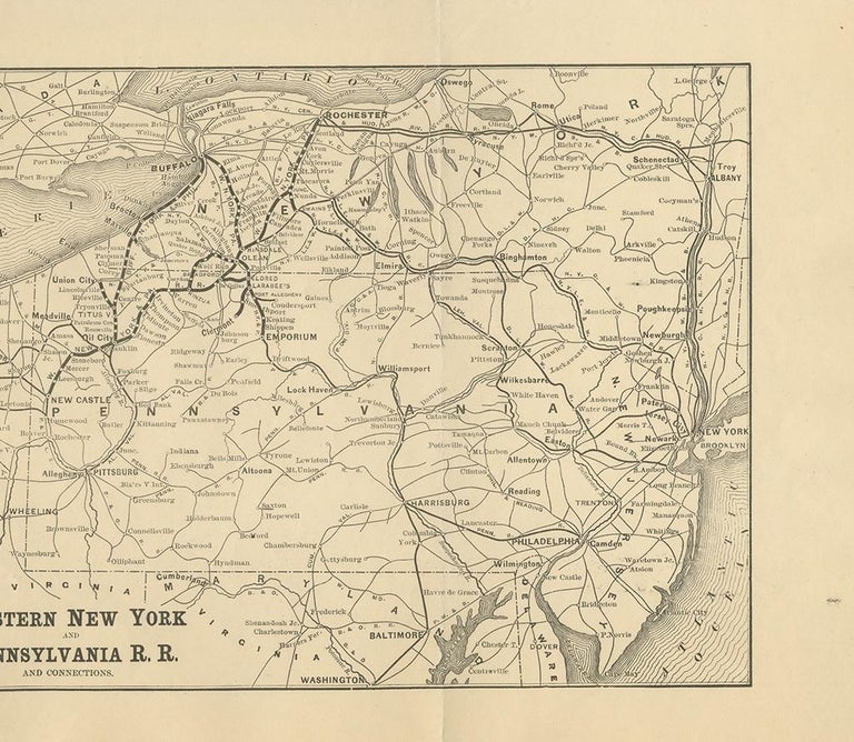 Antique Map of the Railroad of New York and Pennsylvania, circa 1890 at ...
