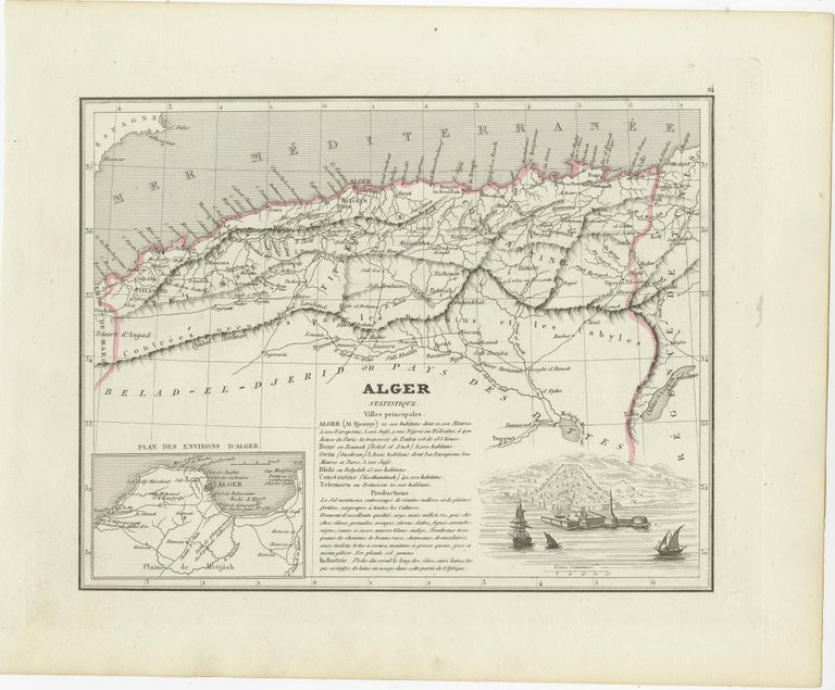Antique Map of the Region of Algiers, Algeria For Sale at 1stDibs