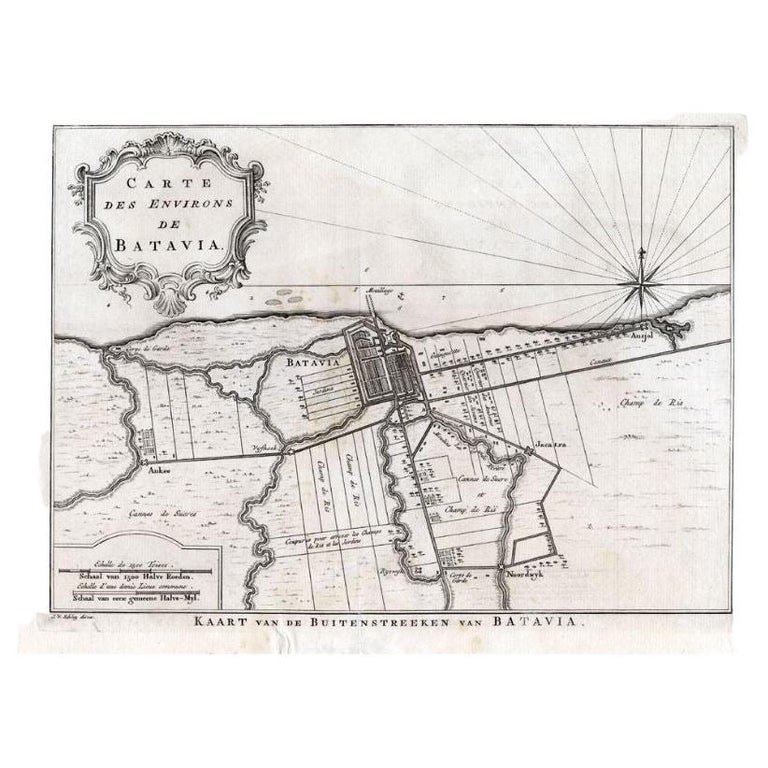 Antique Map of the Region of Batavia by Van Schley, c.1750 For Sale at ...