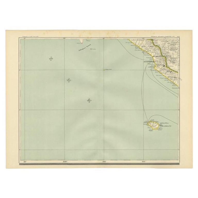 Antique Map of the Region of Bengkulu in Indonesia, 1900 For Sale at ...