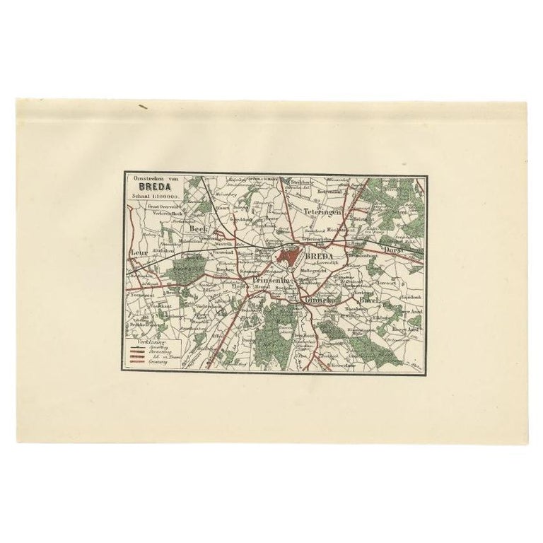 Antique Map of the Region of Breda by Craandijk, 1884 For Sale at 1stDibs