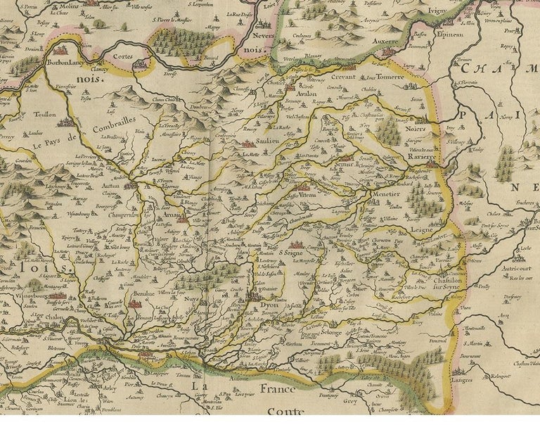 Antique Map of the Famous Wine Regions of Burgundy and Charolais ...
