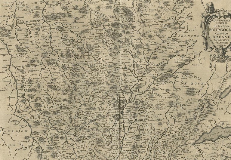 Antique Map of the Region of Burgundy by Janssonius '1657' at 1stDibs