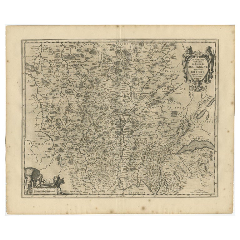 Antique Map of the Region of Burgundy by Janssonius '1657' at 1stDibs
