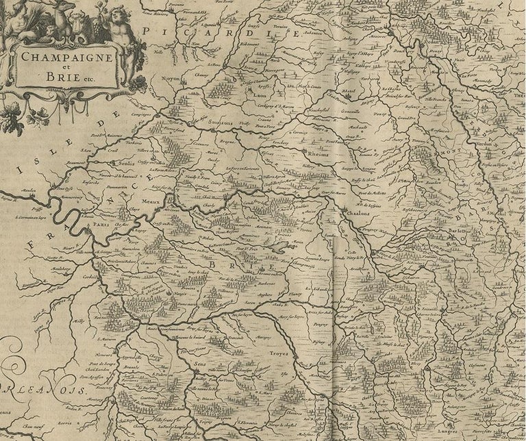 Antique Map of the Region of Champagne and Brie by Janssonius '1657' at ...