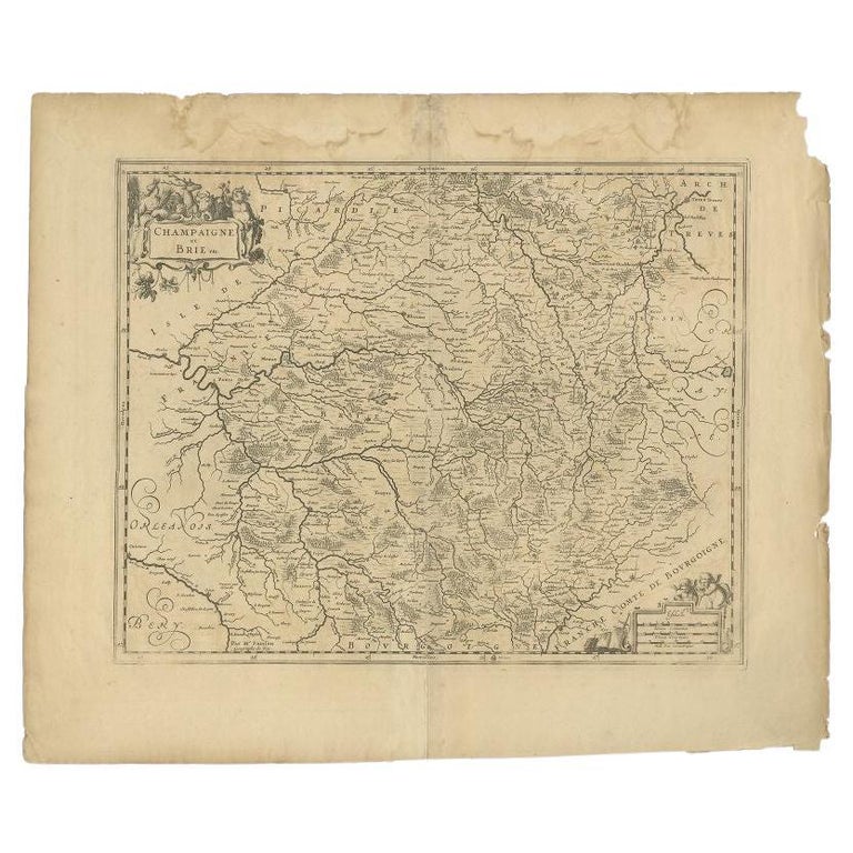Antique Map of the Region of Champagne and Brie, France, by Janssonius ...