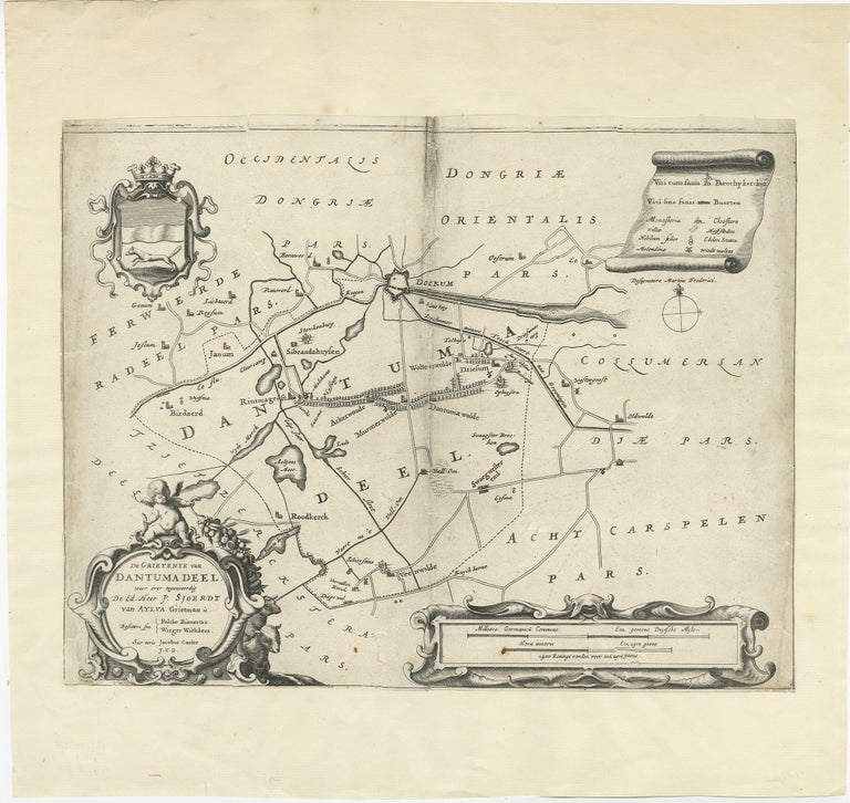 Antique Map of the Region of Dantumadeel by Schotanus, 1664 For Sale at ...