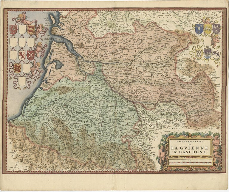 Antique Map of the Region of Guyenne and Gascogne 'circa 1680' For Sale ...